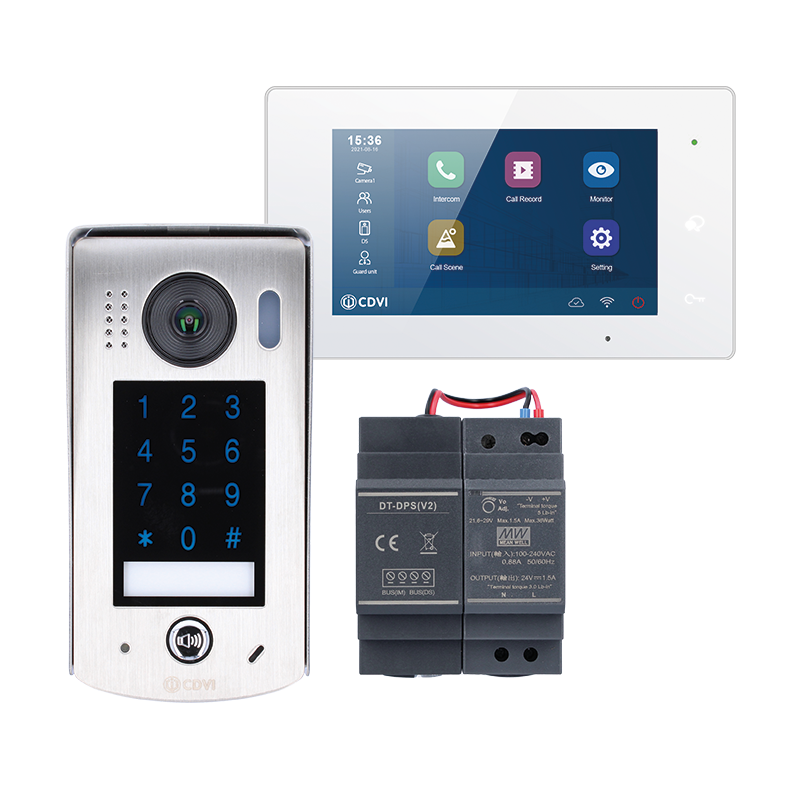 CDVI CDV-4796KPA-DXW 2EASY 2-Wire 1-way video entry kit, white WiFi ...